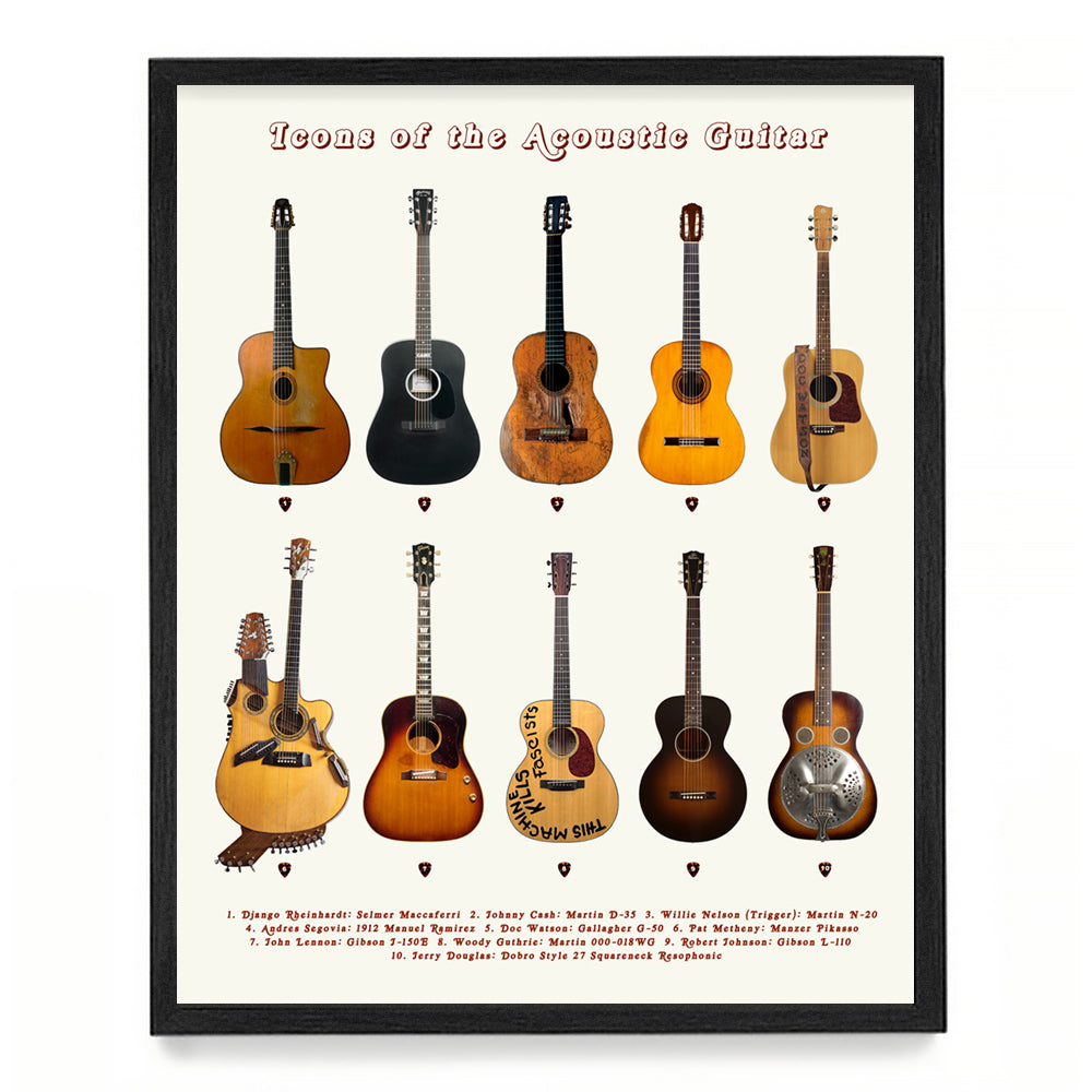 Acoustic Guitar Poster, Icons of the Acoustic Guitar, Music Wall Art ...