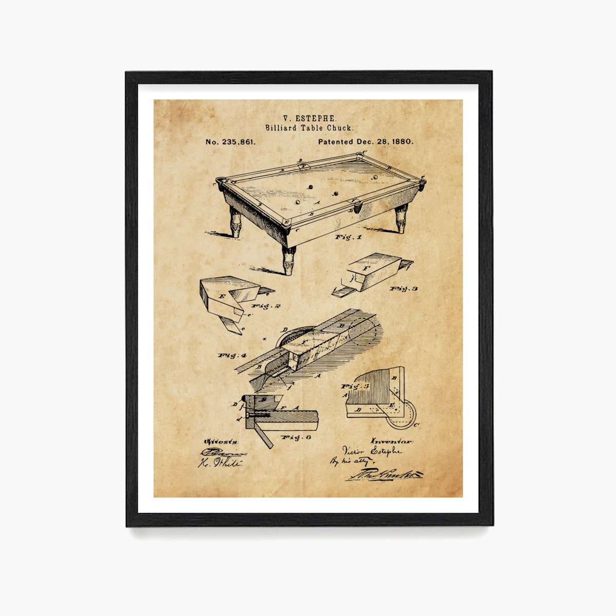 Billiards Table Patent Poster, Billiards Wall Art, Game Room Decor ...